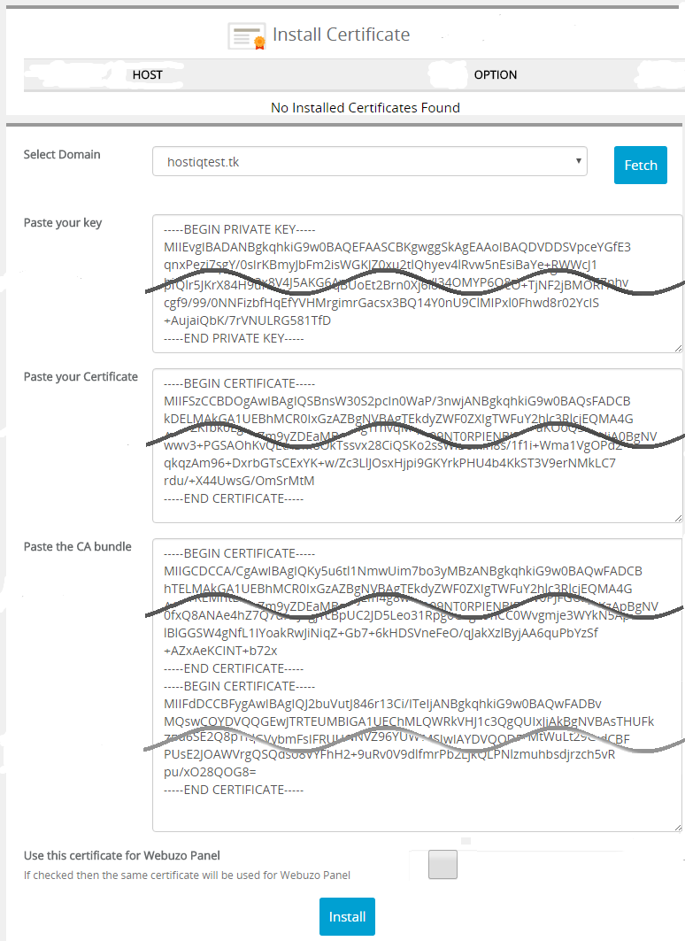 Как установить SSL-сертификат в панели Webuzo — HOSTiQ Wiki