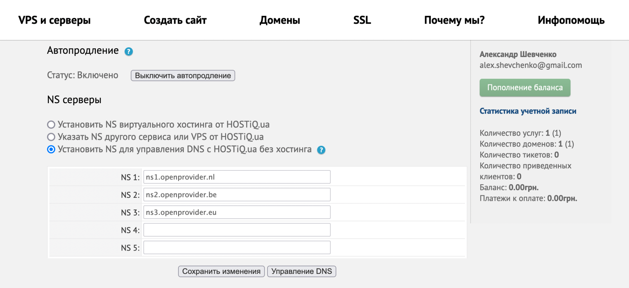 Как создать DNS-записи для домена в Панели клиента | HOSTiQ Wiki