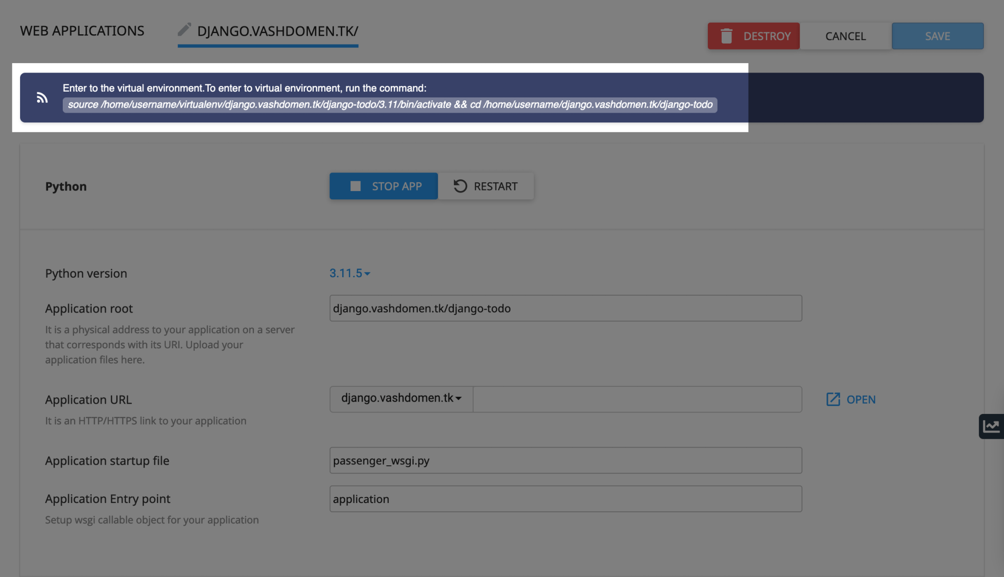 Як встановити проект на Python/Django в cPanel | HOSTiQ Wiki